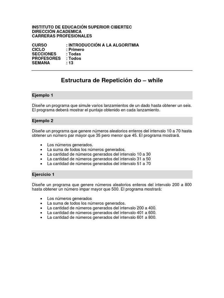 IA.3 - EstructuraDeRepetición DO-WHILE (Ejercicios) | PDF | Informática