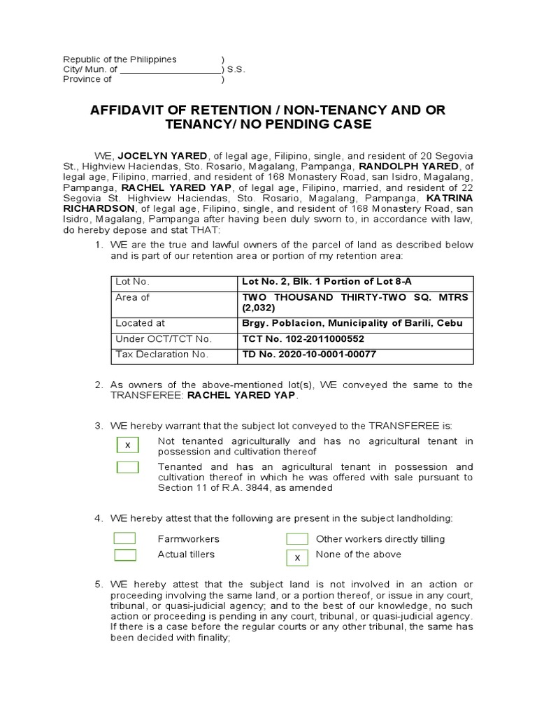 DAR Form 1 B | PDF | Affidavit | Legal Procedure