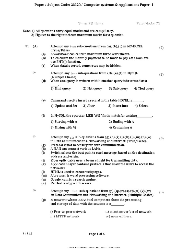 TYBCOM SEM 5 Computers April 2019 | PDF | Computer Network | Osi Model