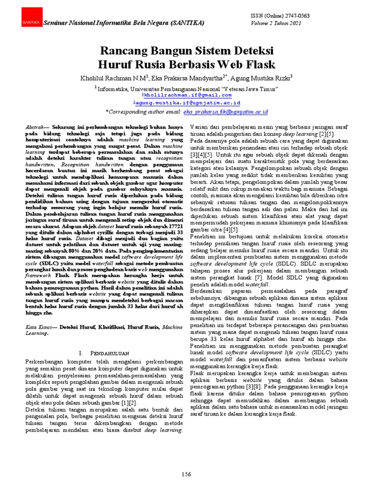 Rancang Bangun Sistem Deteksi Huruf Rusia Berbasis Web Flask | PDF
