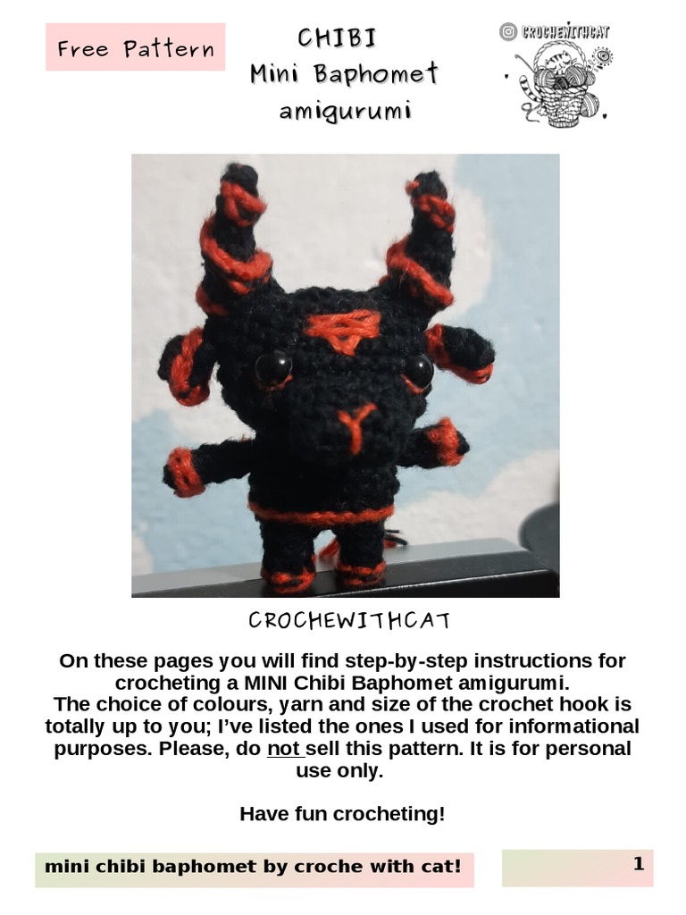 Mini Chibi Baphomet Crochet Pattern | PDF | Crochet | Weaving
