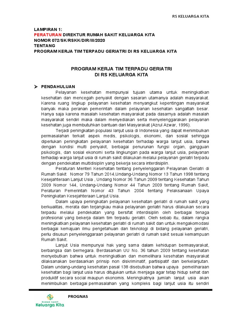 Program Kerja Geriatri Tingkat Sederhana 2022 (Done) Di Edit Baru | PDF