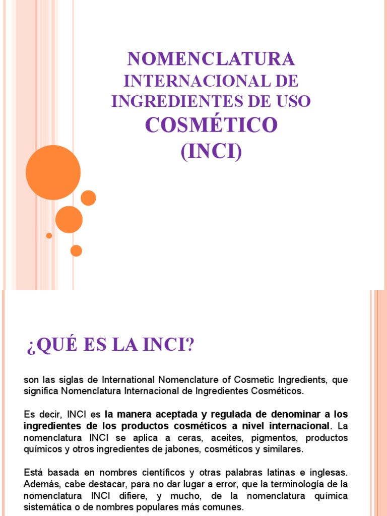 INCI | PDF | Productos cosméticos | Química