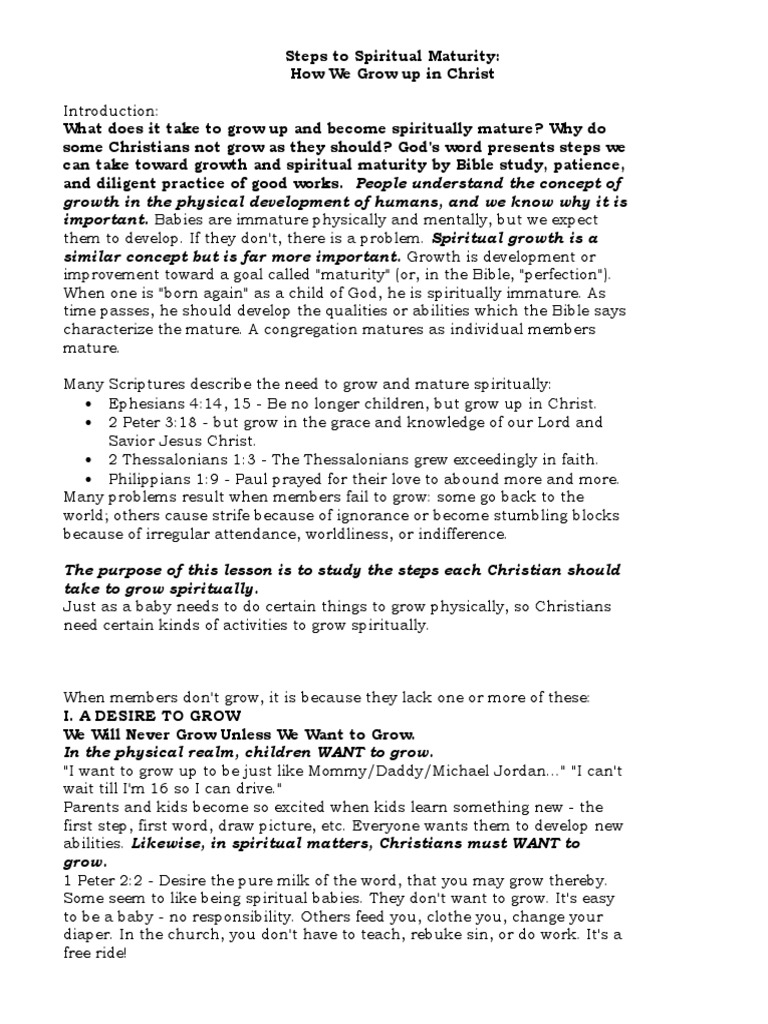 Steps to Spiritual Maturity in Christ | PDF | Jesus | Saint Peter
