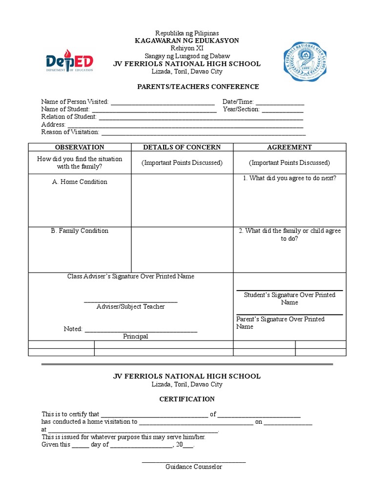 Parent-Teacher Conference Form | PDF | Behavior Modification | Social ...