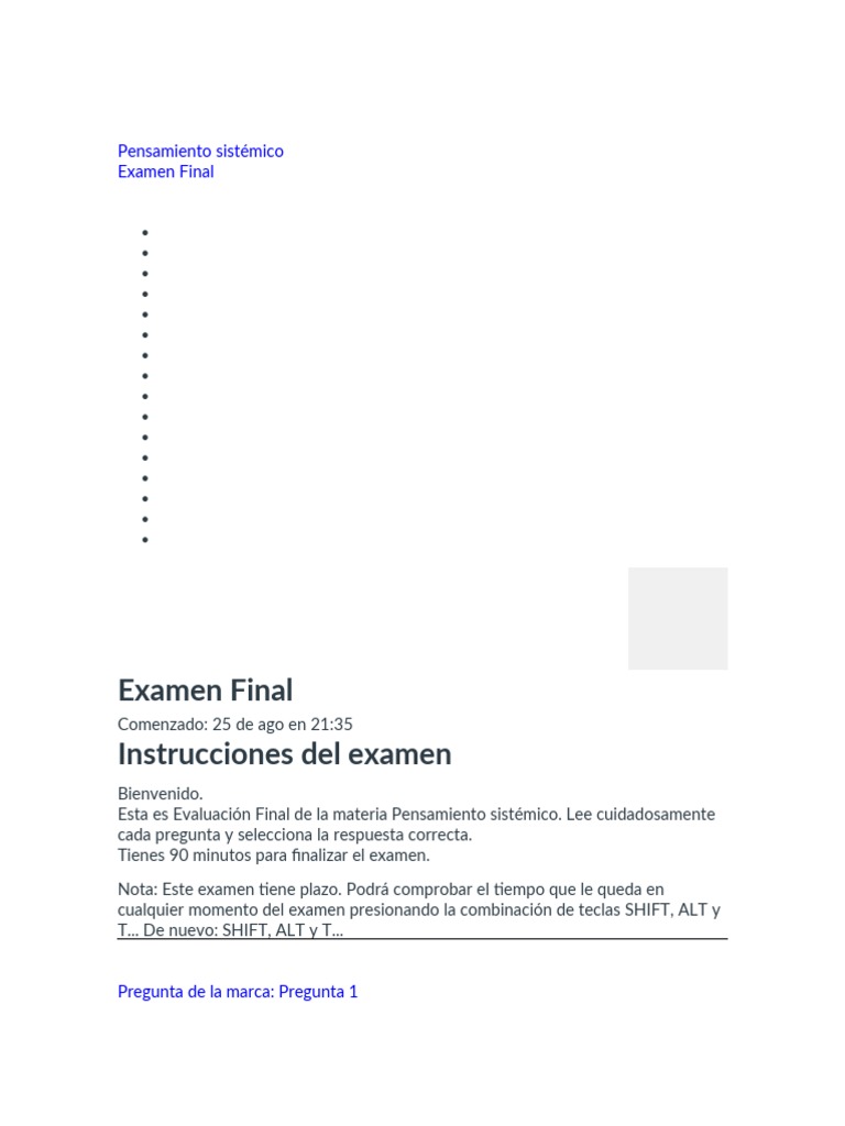 Examen | Descargar gratis PDF | Prueba (evaluación) | Pensamiento