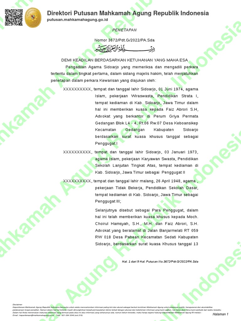 Putusan 3672 PDT.G 2022 Pa - Sda 20221012105347 | PDF