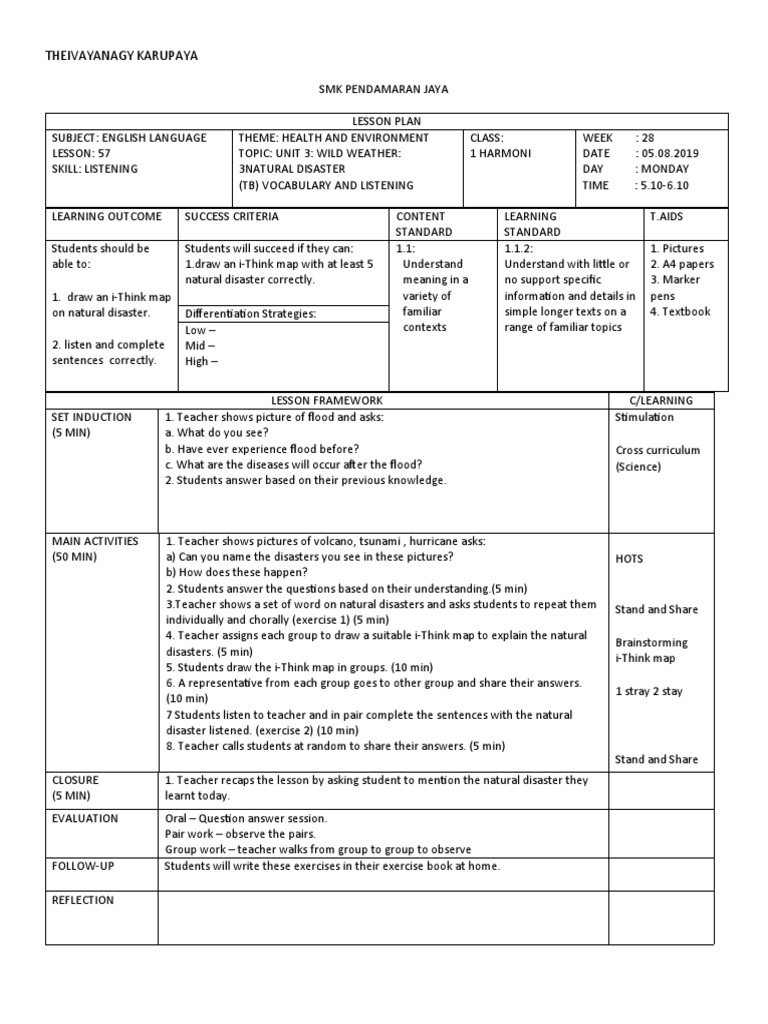 English Lesson Plan Edited Latest 2020 | PDF | Lesson Plan | Teachers