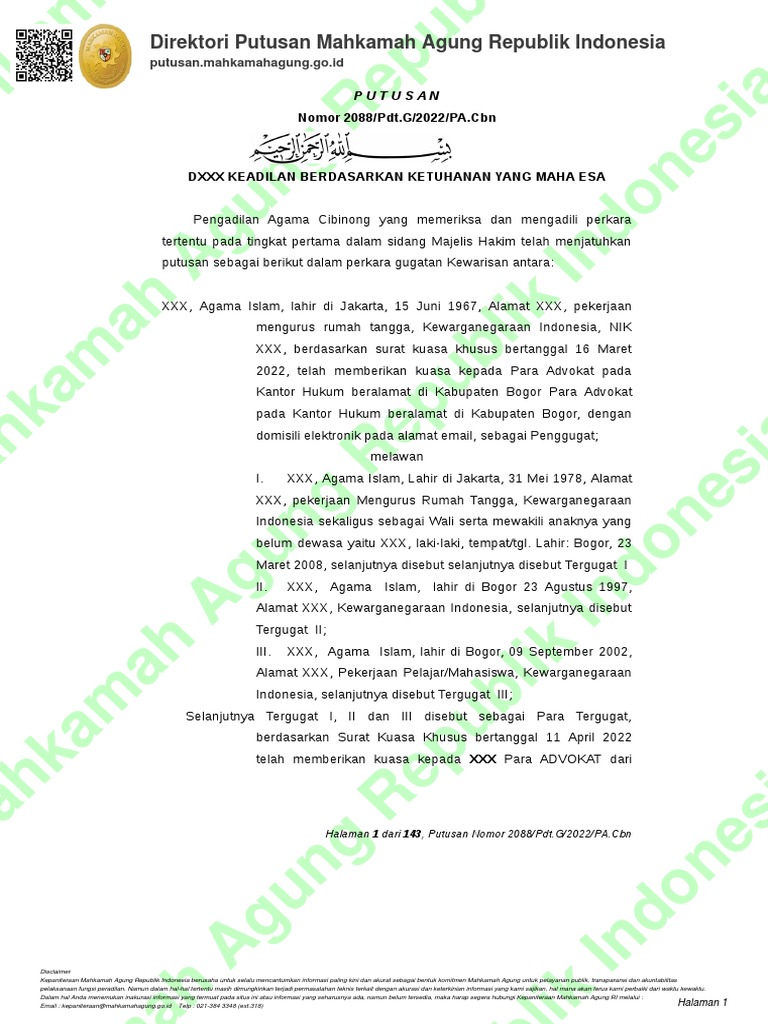 Putusan 2088 PDT.G 2022 Pa - CBN 20221012105553 | PDF