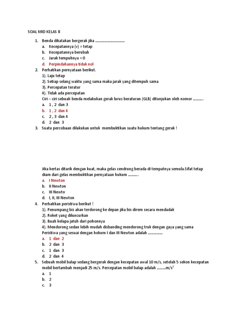 Soal Mid Ipa Kelas 8 TP 22-23 | PDF | Sains & Matematika
