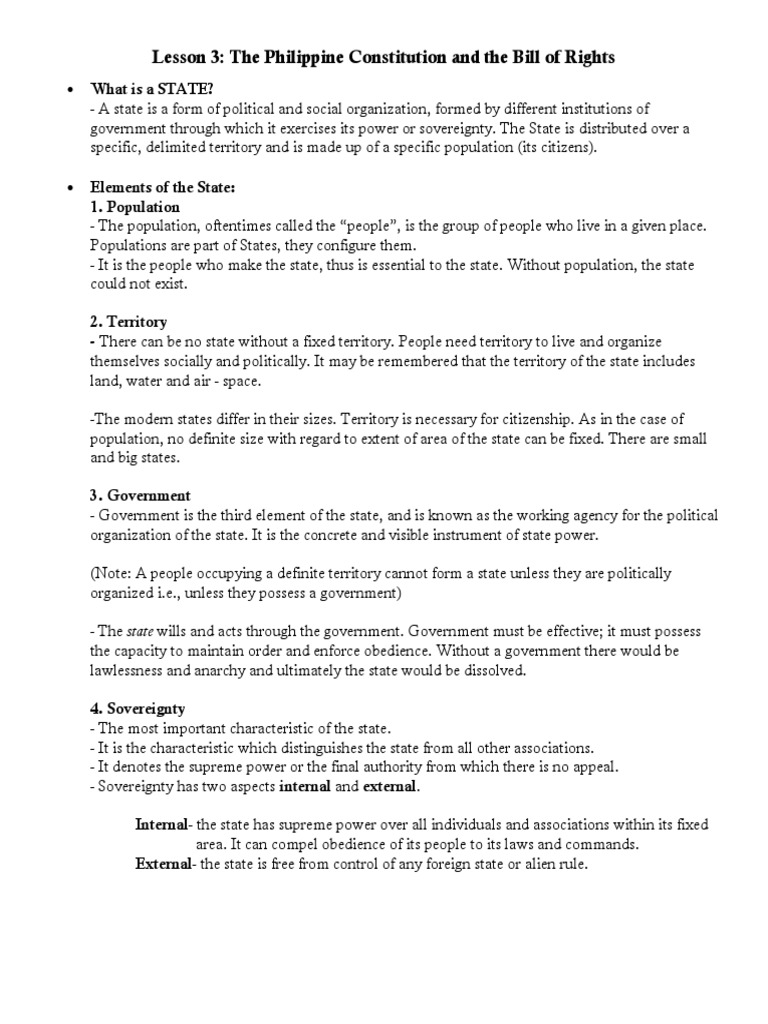 Philippine Bill of Rights Overview | PDF | Constitution | State (Polity)