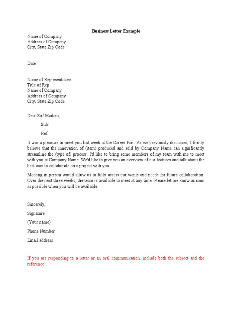 Business Letter Example | PDF | Career & Growth | Language Arts ...