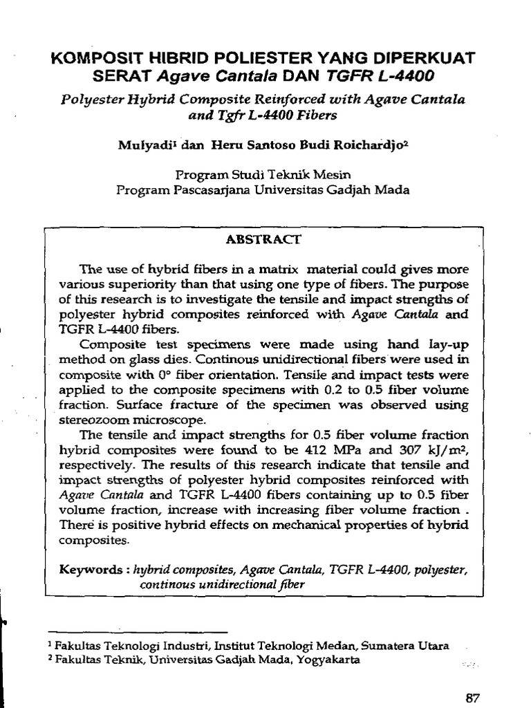 Komposit Hibrid Poliester Yang Diperkuat Serat Agave Cantala Dan TGFR L ...