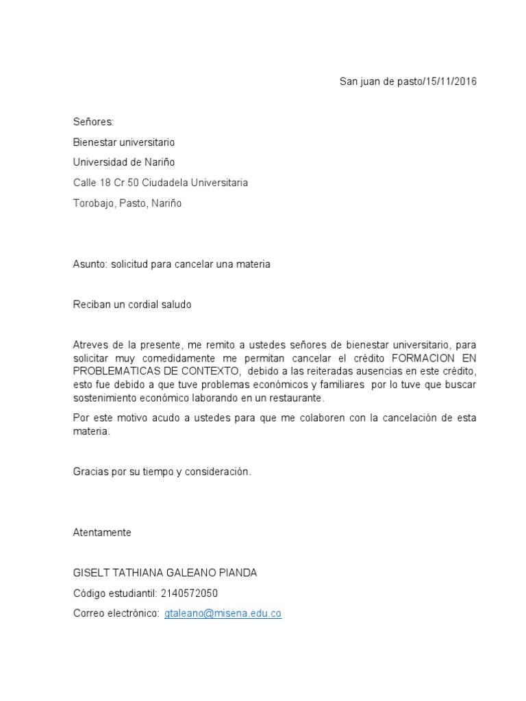 Carta de Solicitud de Cancelacion de Credito | PDF