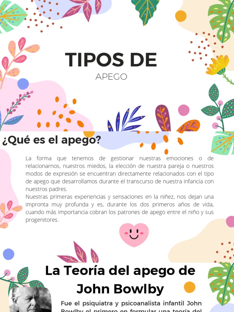 Tipos de apego según John Bowlby | PDF | Teoría de apego | Adultos