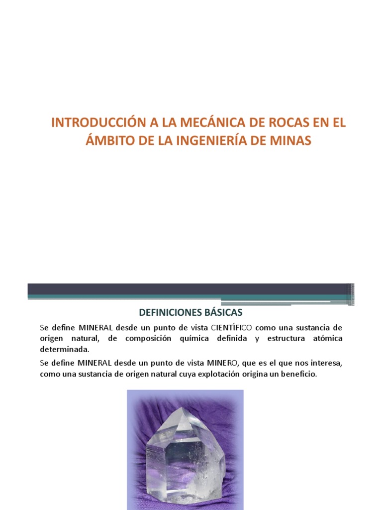 Introducción A La Mecánica De Rocas En Minas Pdf Minería Roca