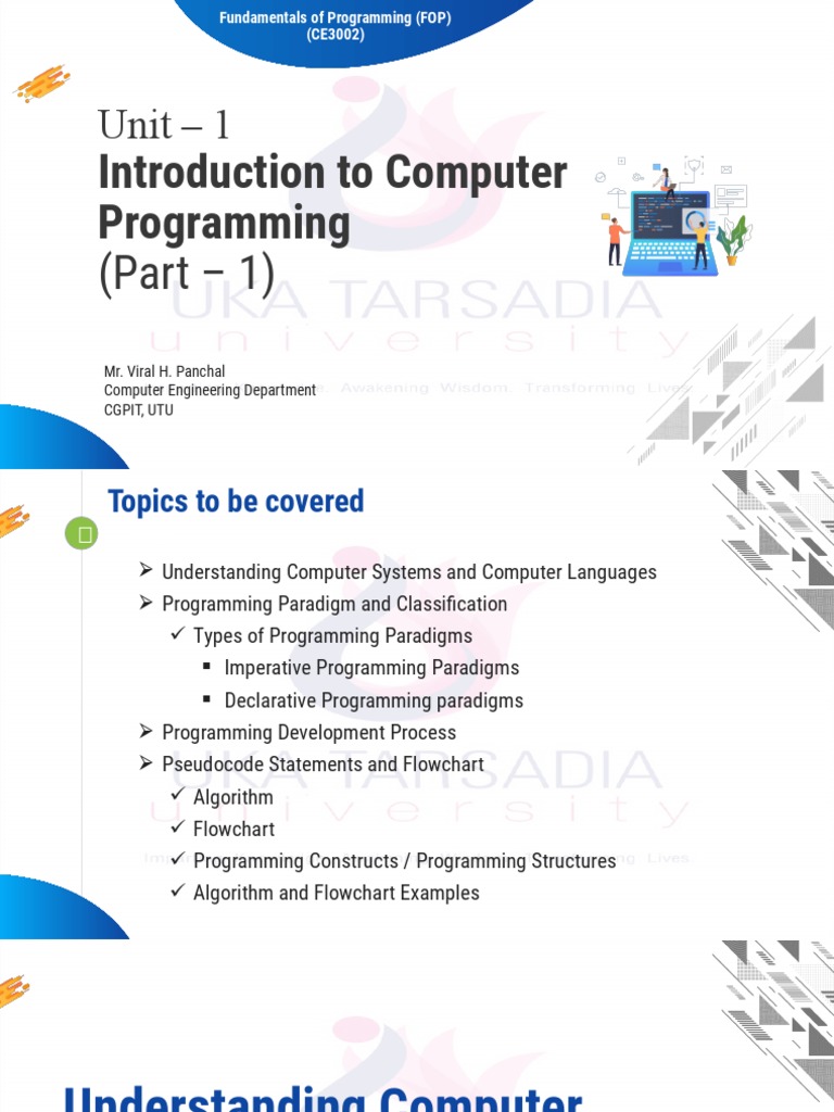 FOP Unit-1 Part-1 (Introduction To Computer Programming) | PDF | Programming | Computer Program