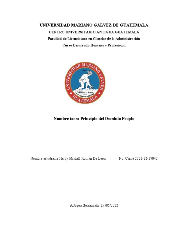 Principio Del Dominio Propio | PDF | Pensamiento | Motivación