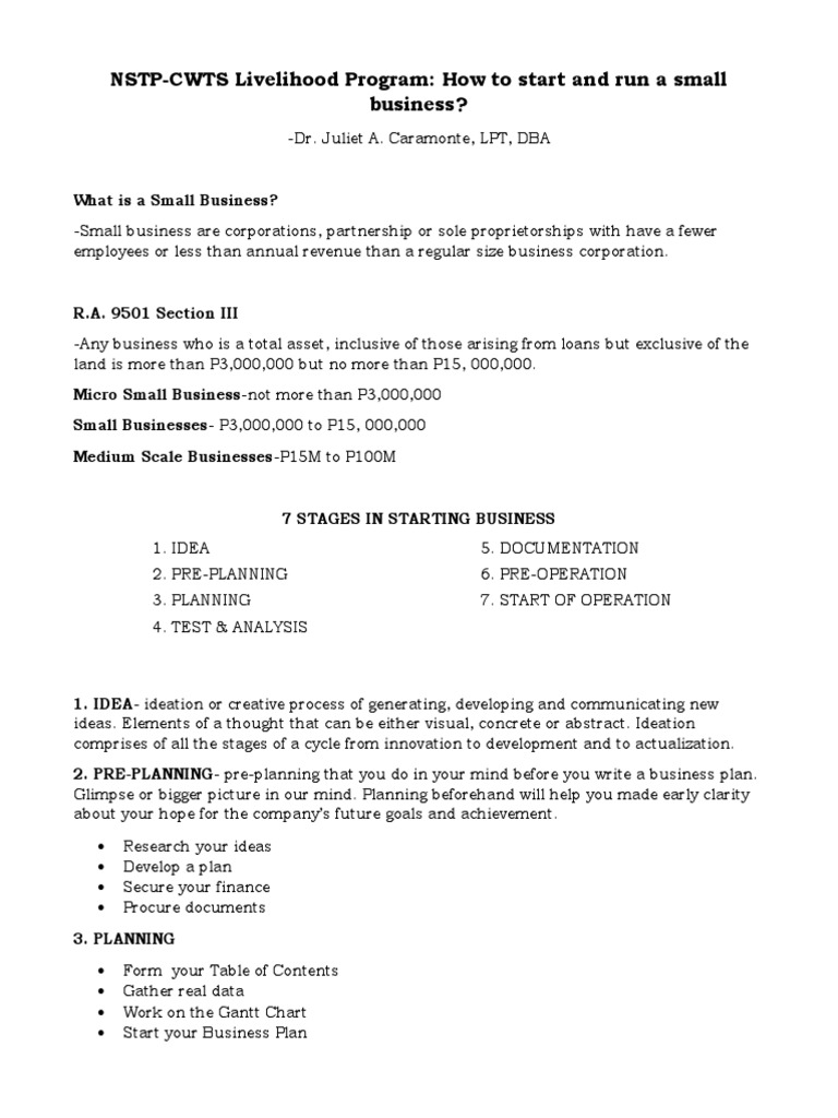 NSTP CWTS Livelihood Program | PDF | Marketing | Business