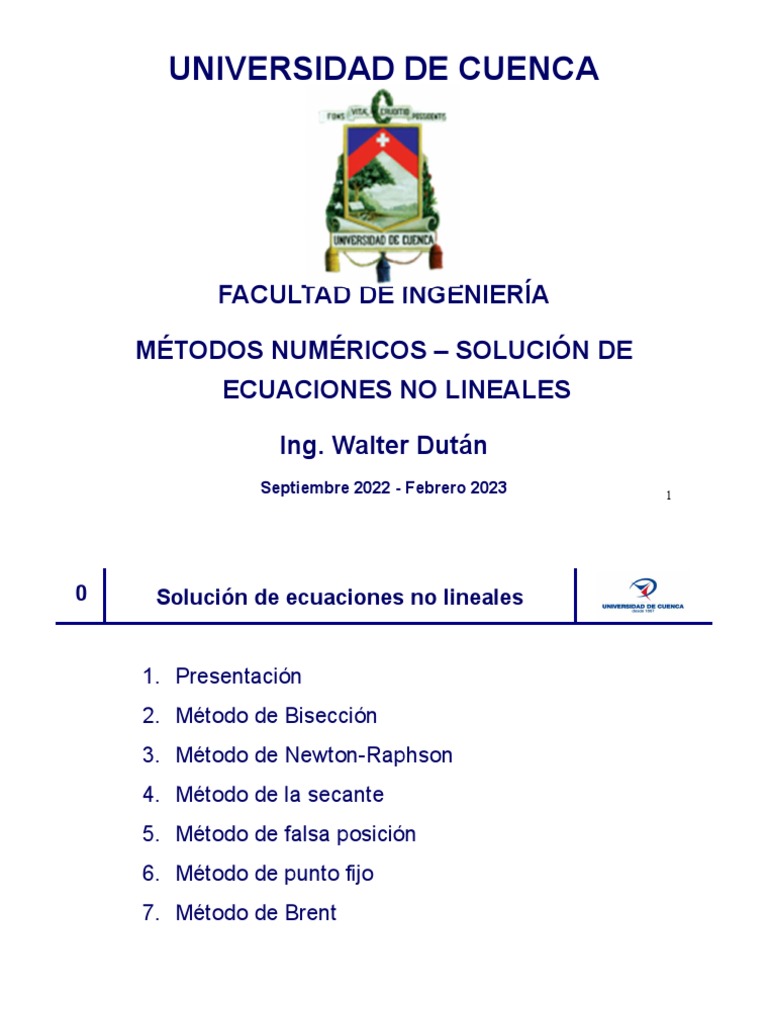 03 - Solucion Ecuaciones No Lineales | PDF | Ecuaciones | Matemáticas De La Computación