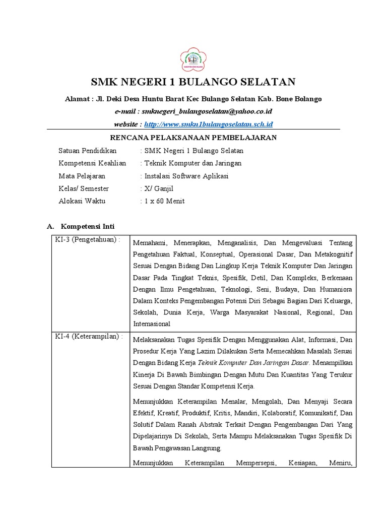 RPP INSTALASI SOFTWARE APLIKASI Fix | PDF