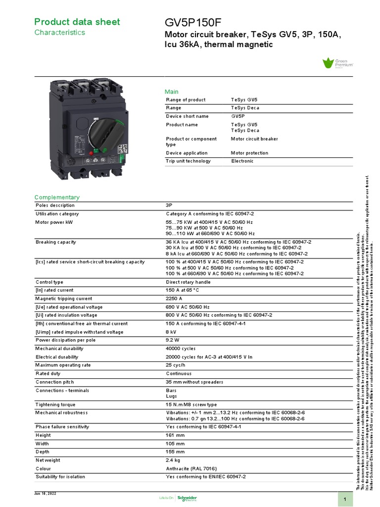 GV5P150F Document | PDF | Electricity | Physical Quantities