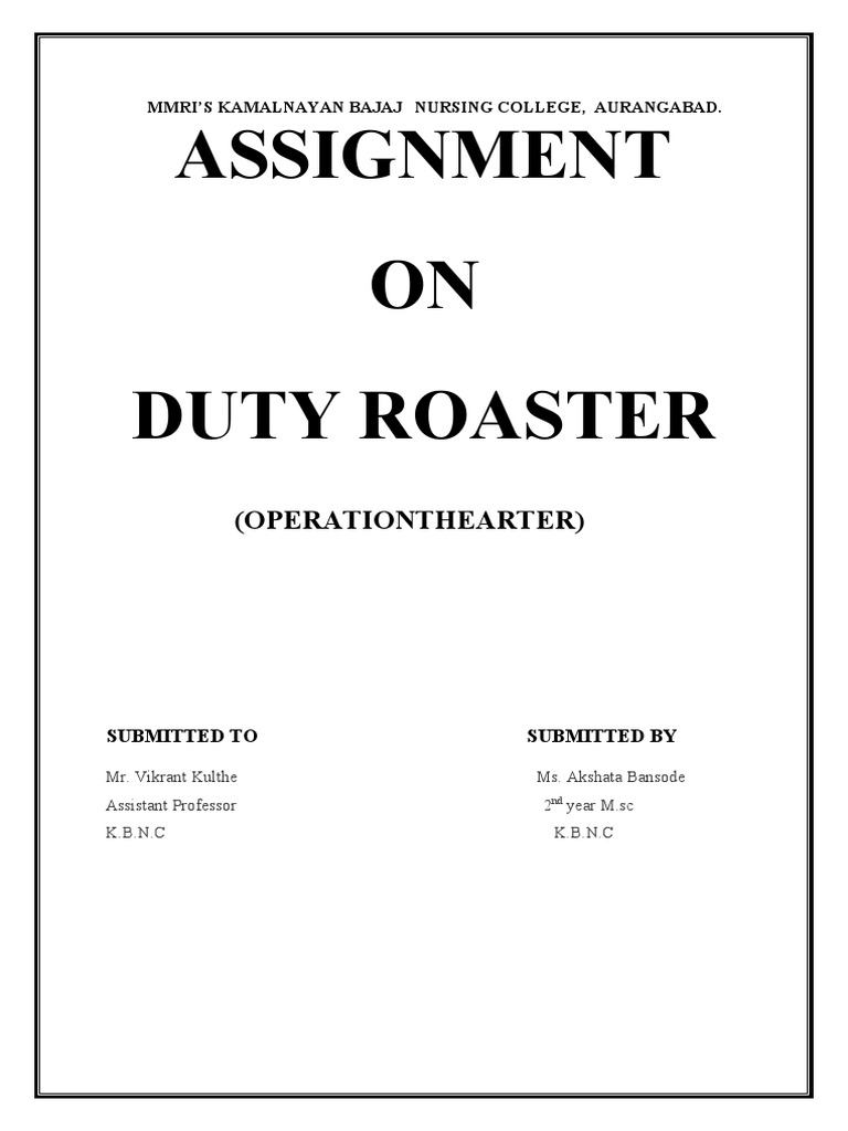 AA Duty Roaster | PDF | Nursing | Shift Work