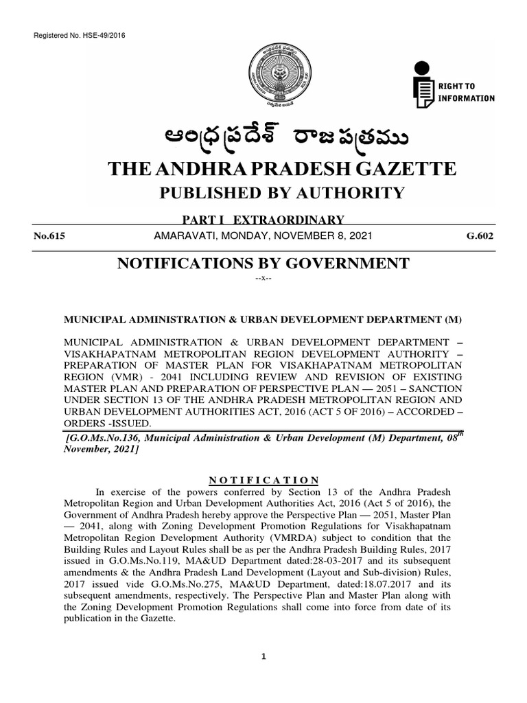 VMRDA Master Plan Approval Gazette | PDF | Building | Warehouse