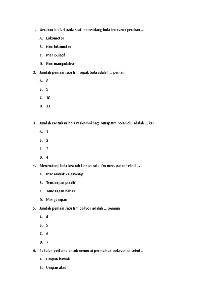 Soal Pjok Kelas 5 Pts Sem 1 Tp 2022 2023 | PDF