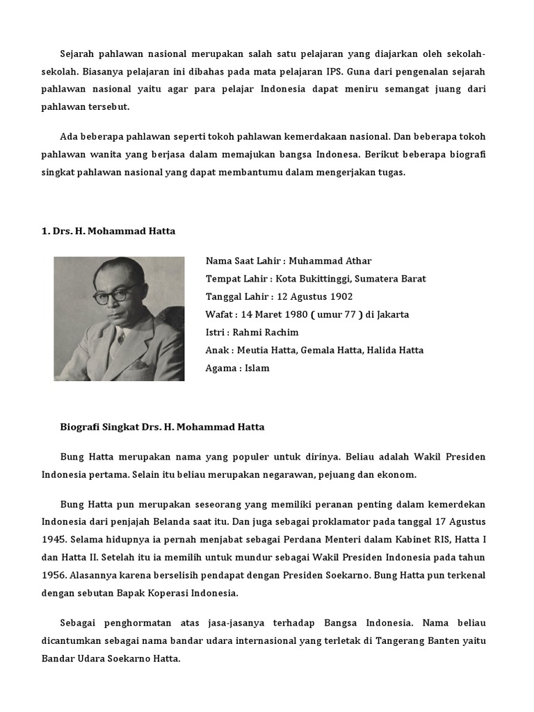 Tokoh Pahlawan Nasional | PDF