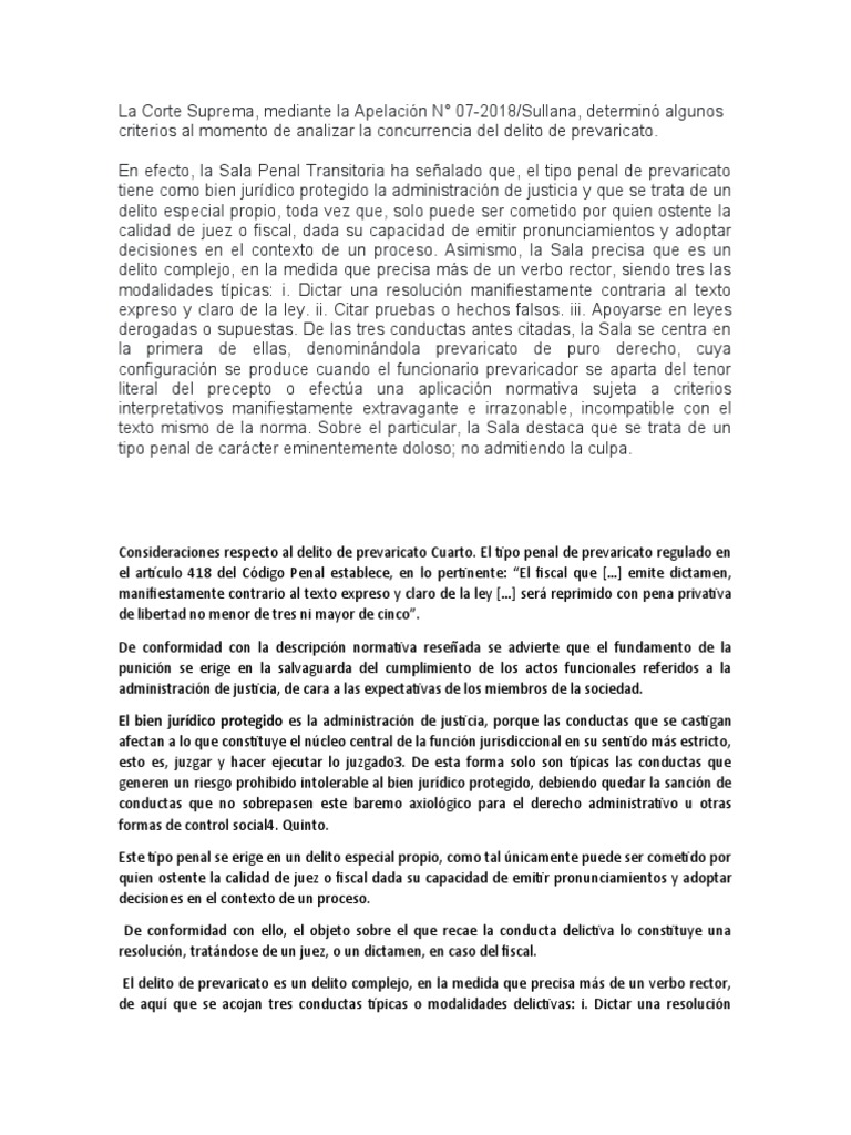 Consideraciones Respecto Al Delito de Prevaricato | PDF | Derecho penal ...
