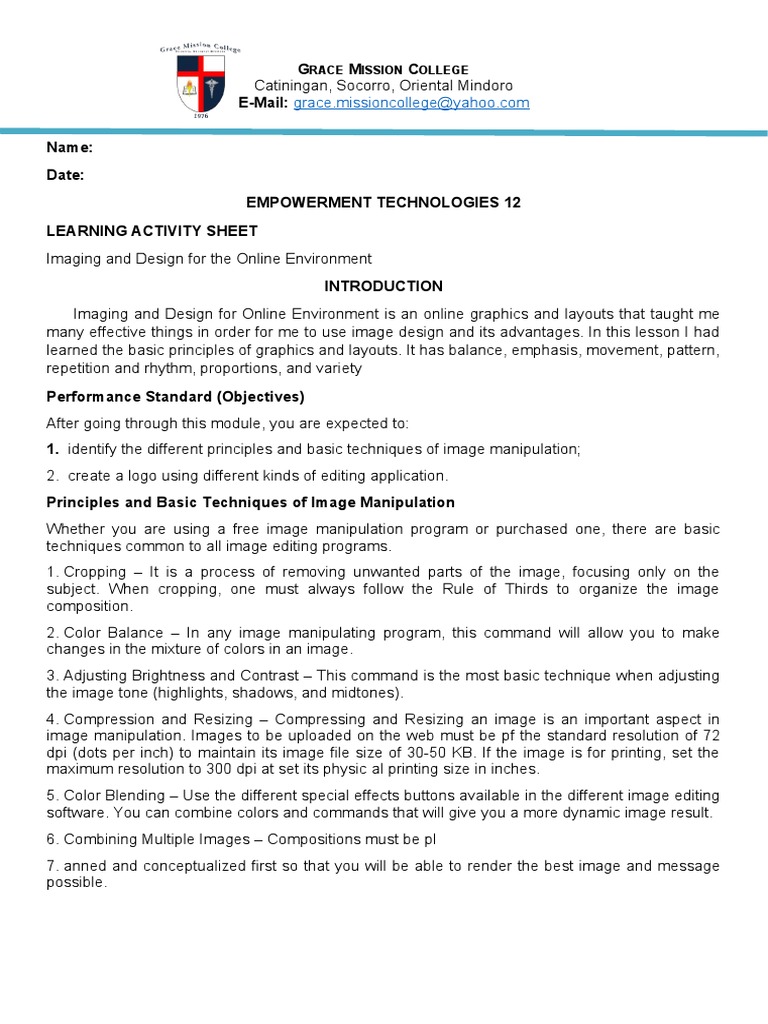 Em-Tech Worksheet 2 | PDF | Image Editing | Computing