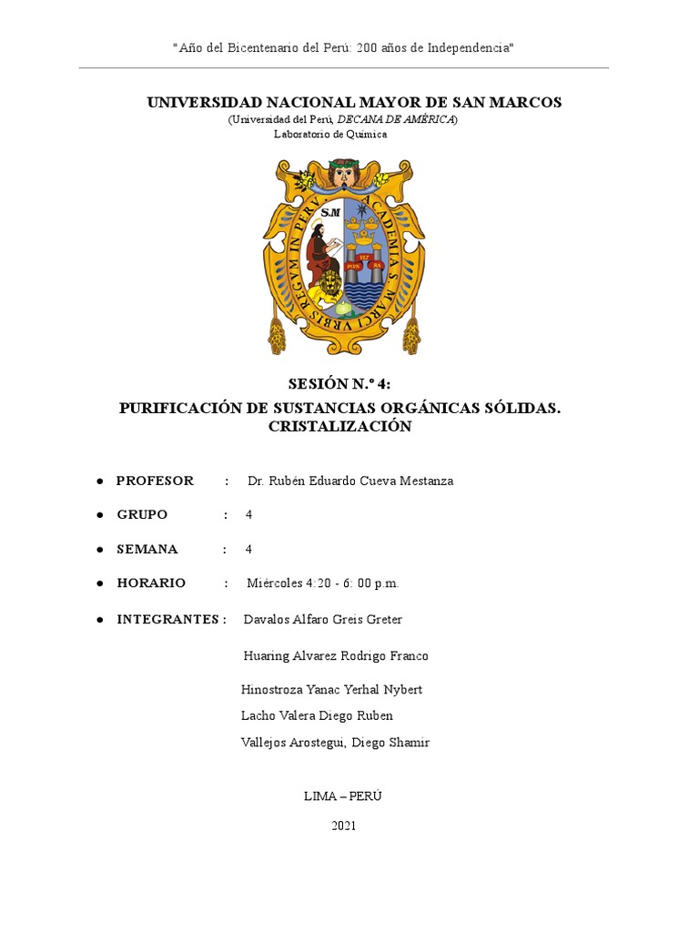 Informe S4 - M4 | PDF | Cristalización | Ester