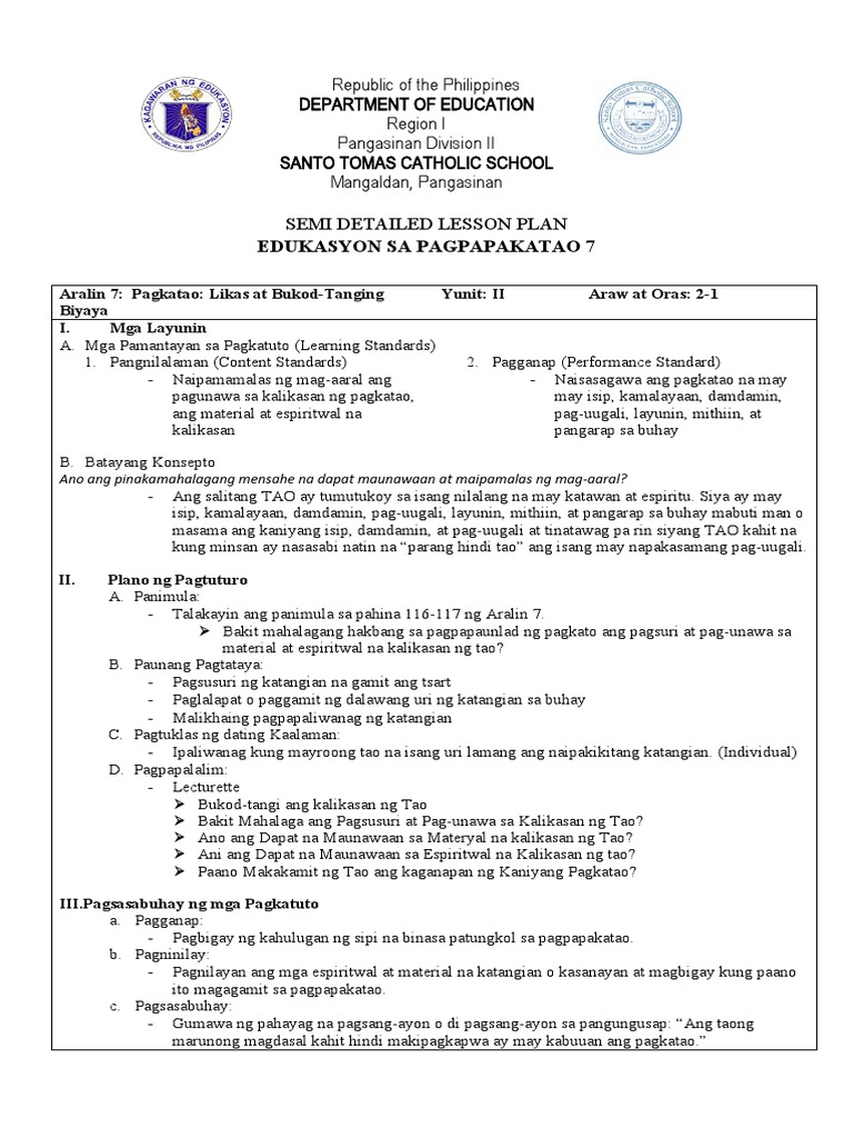 Lesson Plan - Esp 7 (2ND Quarter) | PDF Lesson Plan - Esp 7 (2ND Quarter) | PDF