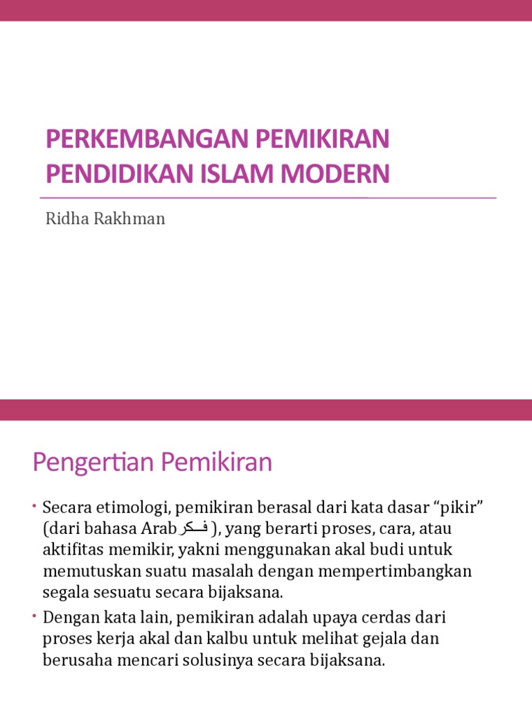 Bahan Ajar PERKEMBANGAN PEMIKIRAN PENDIDIKAN ISLAM MODERN | PDF
