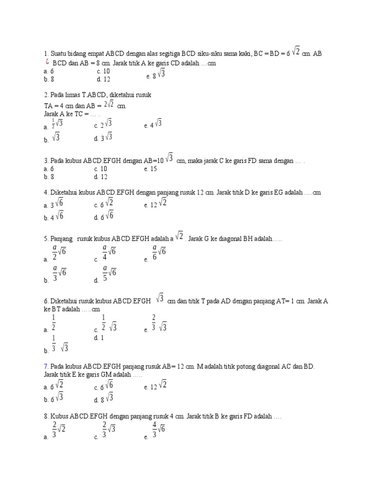 Soal PTS Dimensi 3 | PDF | Metode & Bahan Ajar | Griya & Taman