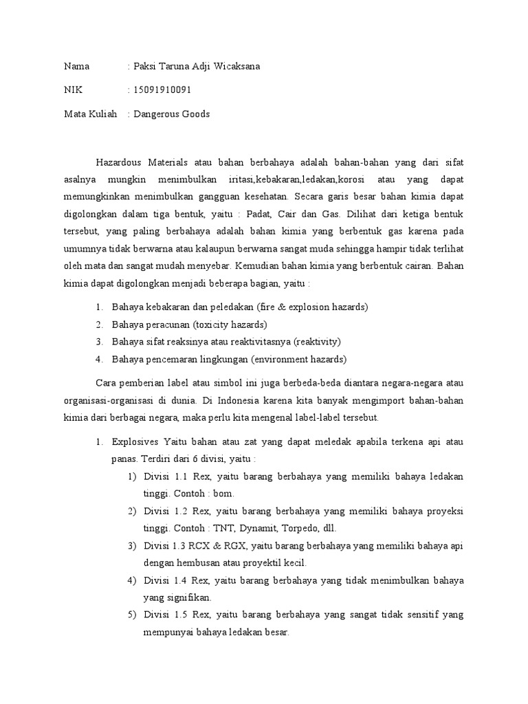 Paksi Taruna Adji Wicaksana - Hazardous Materials | PDF