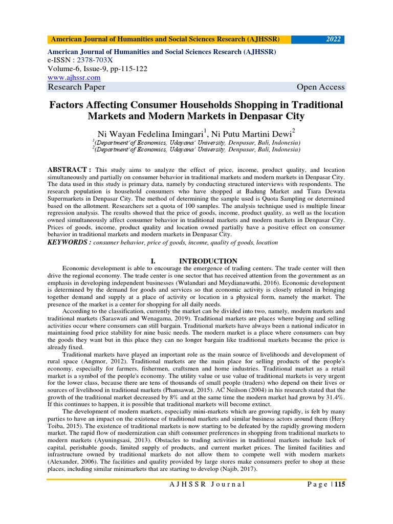 Factors Affecting Consumer Households Shopping in Traditional Markets ... Factors Affecting Consumer Households Shopping in Traditional Markets ...