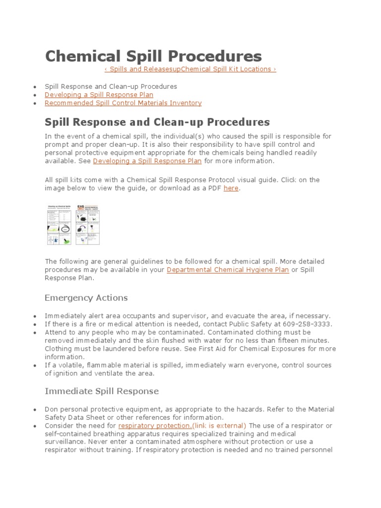 Chemical Spill Procedures | PDF