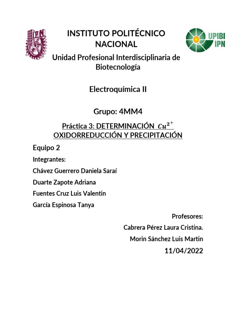 4MM4 Eq2 Pract3 | PDF | Redox | Solubilidad