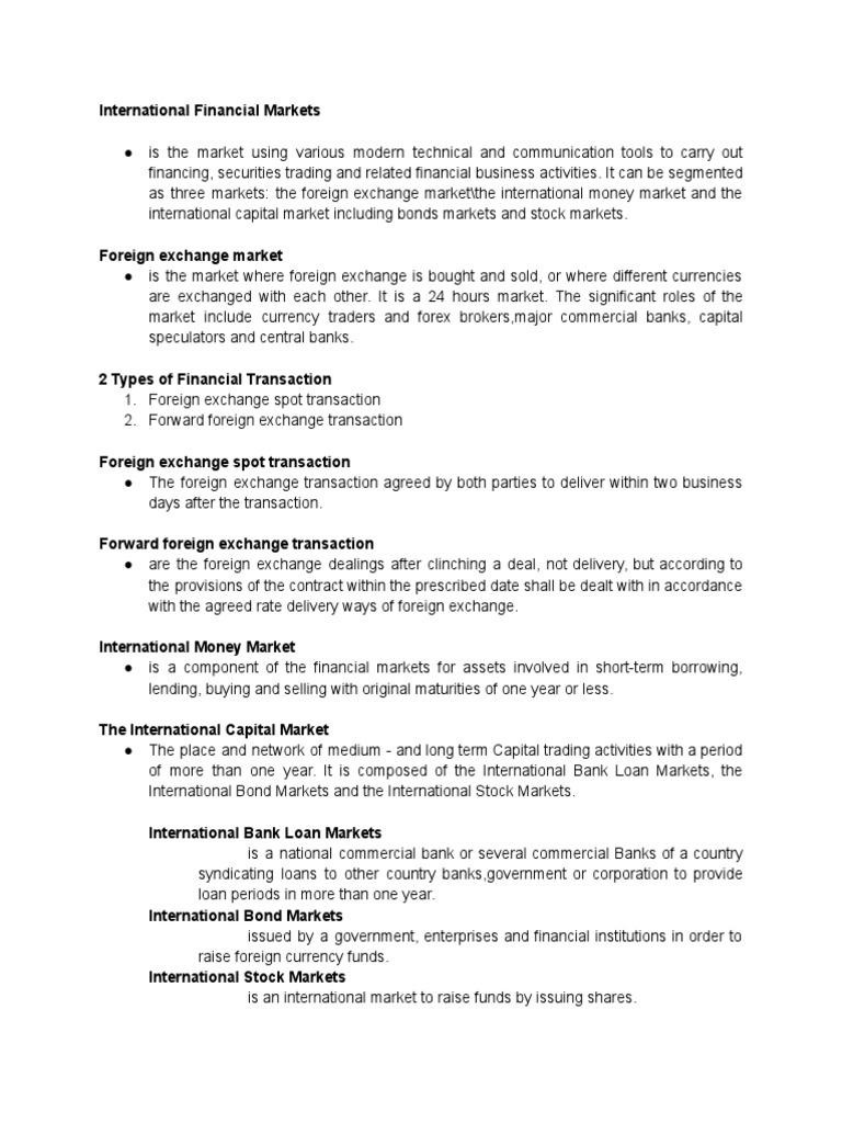 International Financial Market | PDF | Law