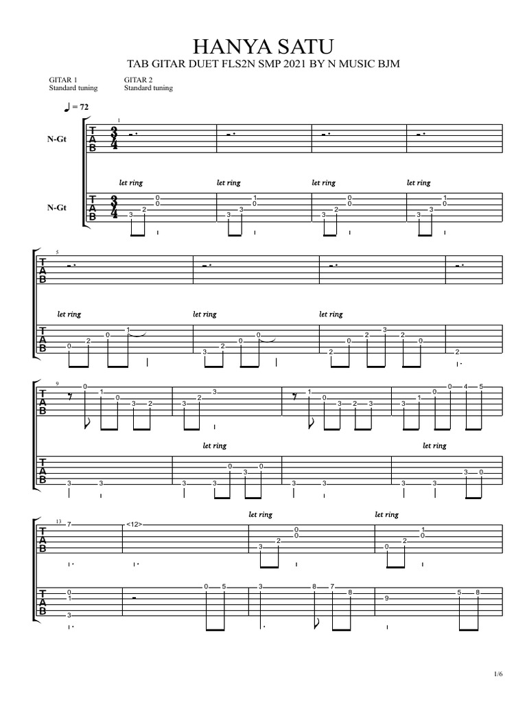 Gitar Duet Tab Hanya Satu FLS2N 2021 | PDF