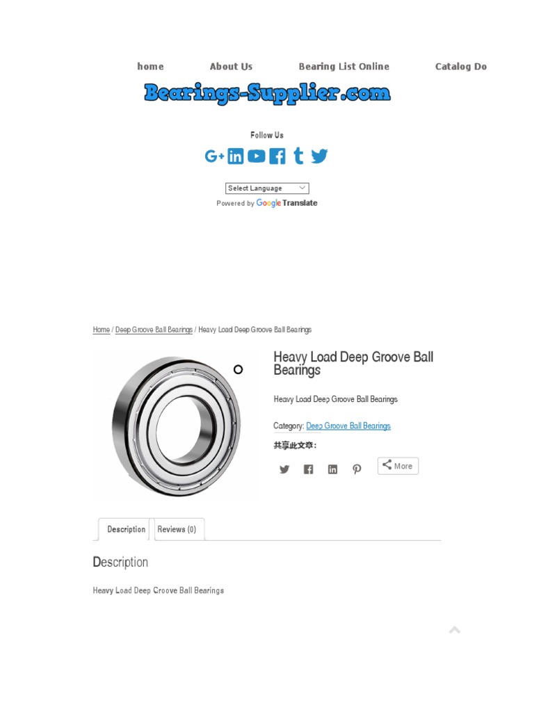 Deep Groove | Download Free PDF | Bearing (Mechanical) | Manufactured Goods