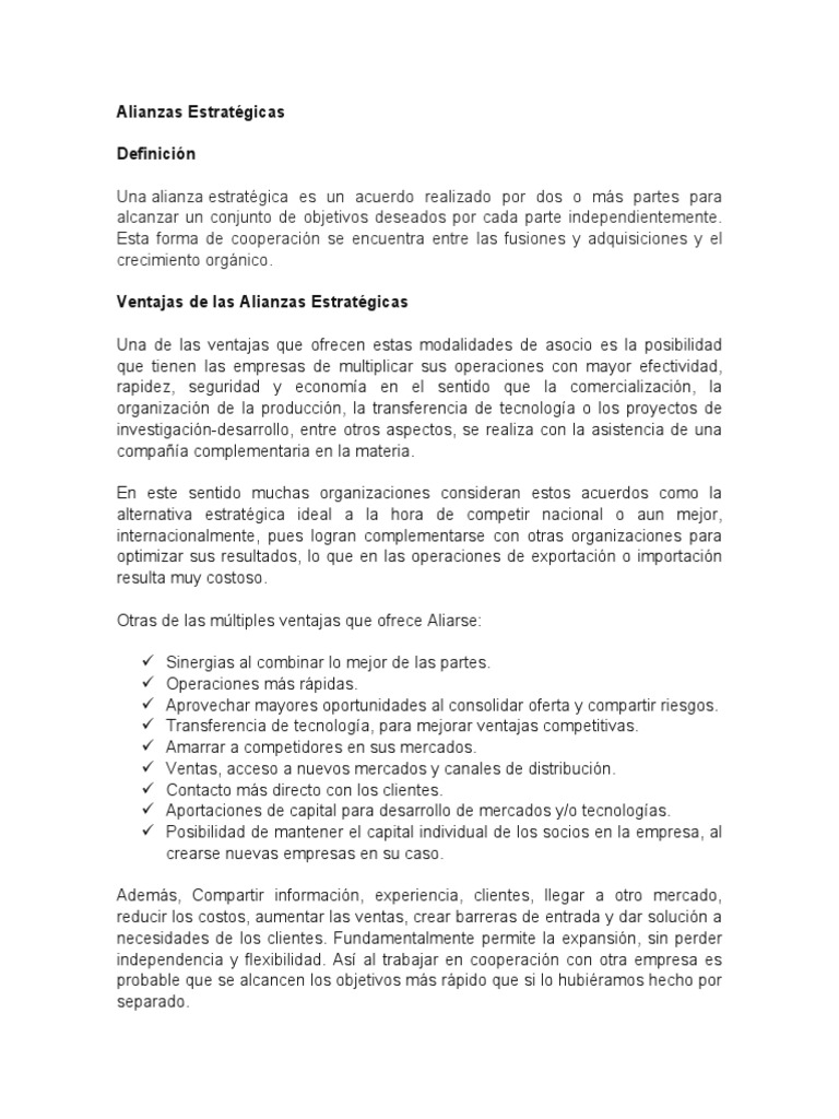 Alianzas | PDF | Proyecto conjunto | Marketing