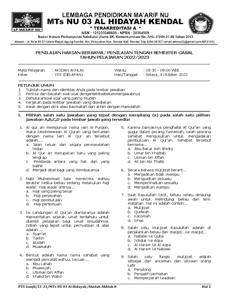 PTS Aqidah A 8 | PDF