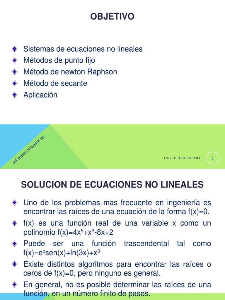Solucion de Ecuaciones No Lineales | PDF | Ecuaciones | Sistema no lineal