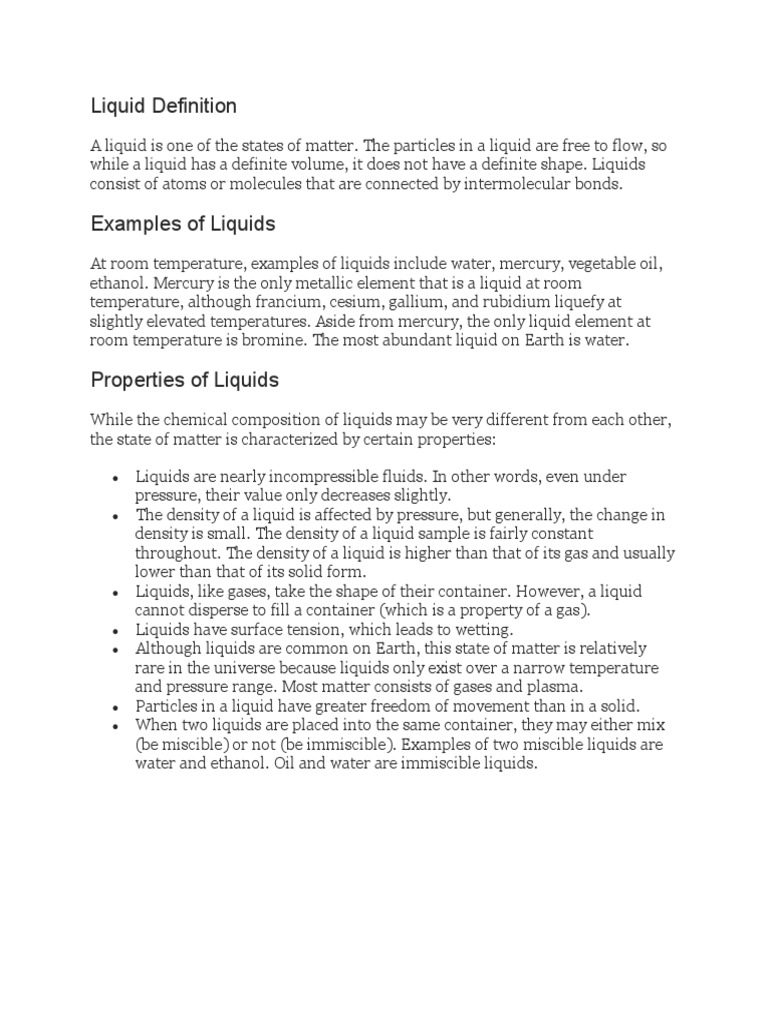 Liquid Definition | PDF