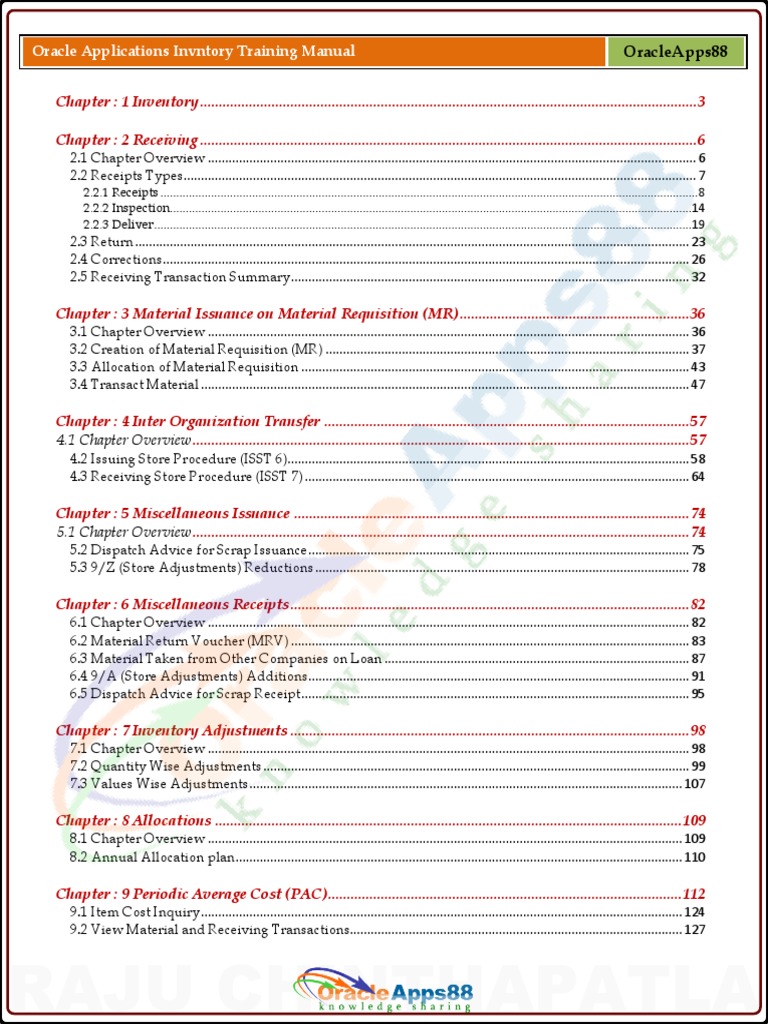 Oracle Inventory Training Manual | PDF | Inventory | Receipt