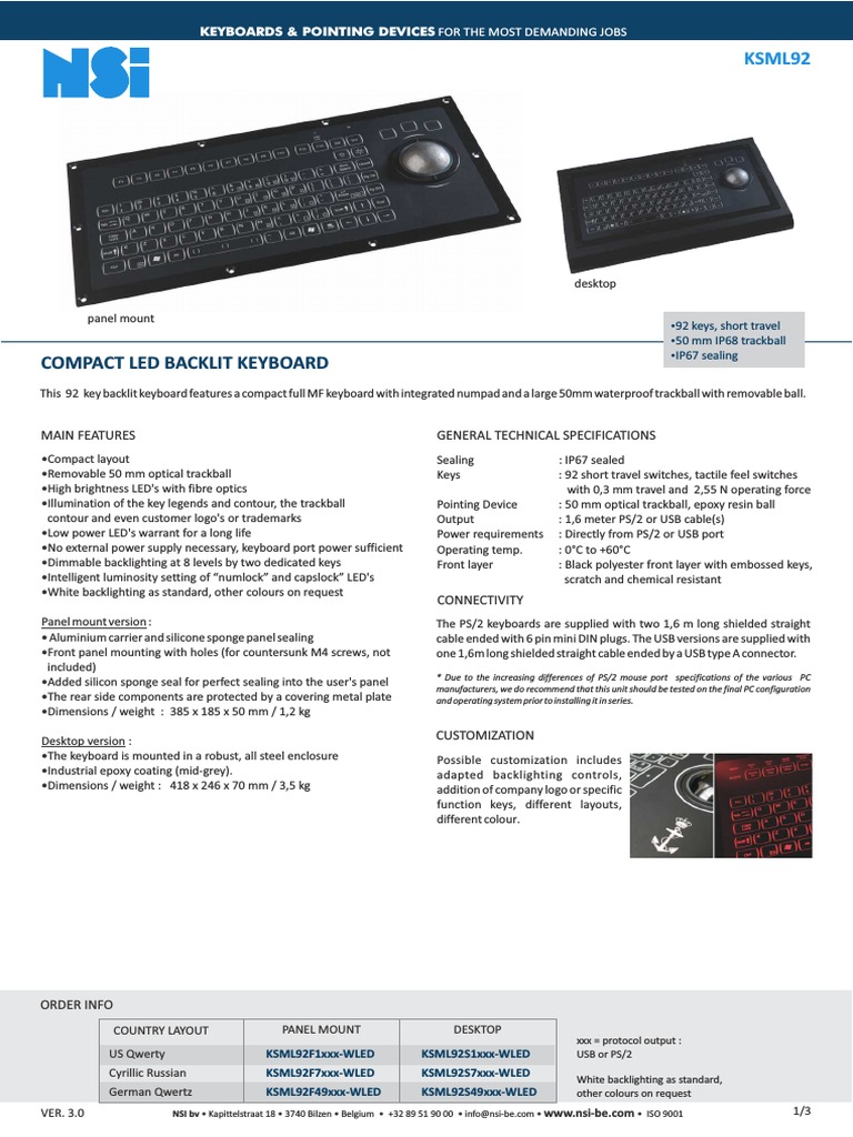Compact LED Backlit Keyboard Specs | PDF | Computer Keyboard | Usb