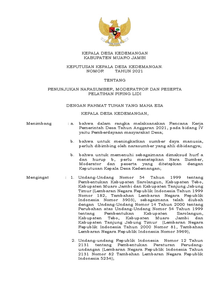 SK Nara Sumber Pelatihan | PDF